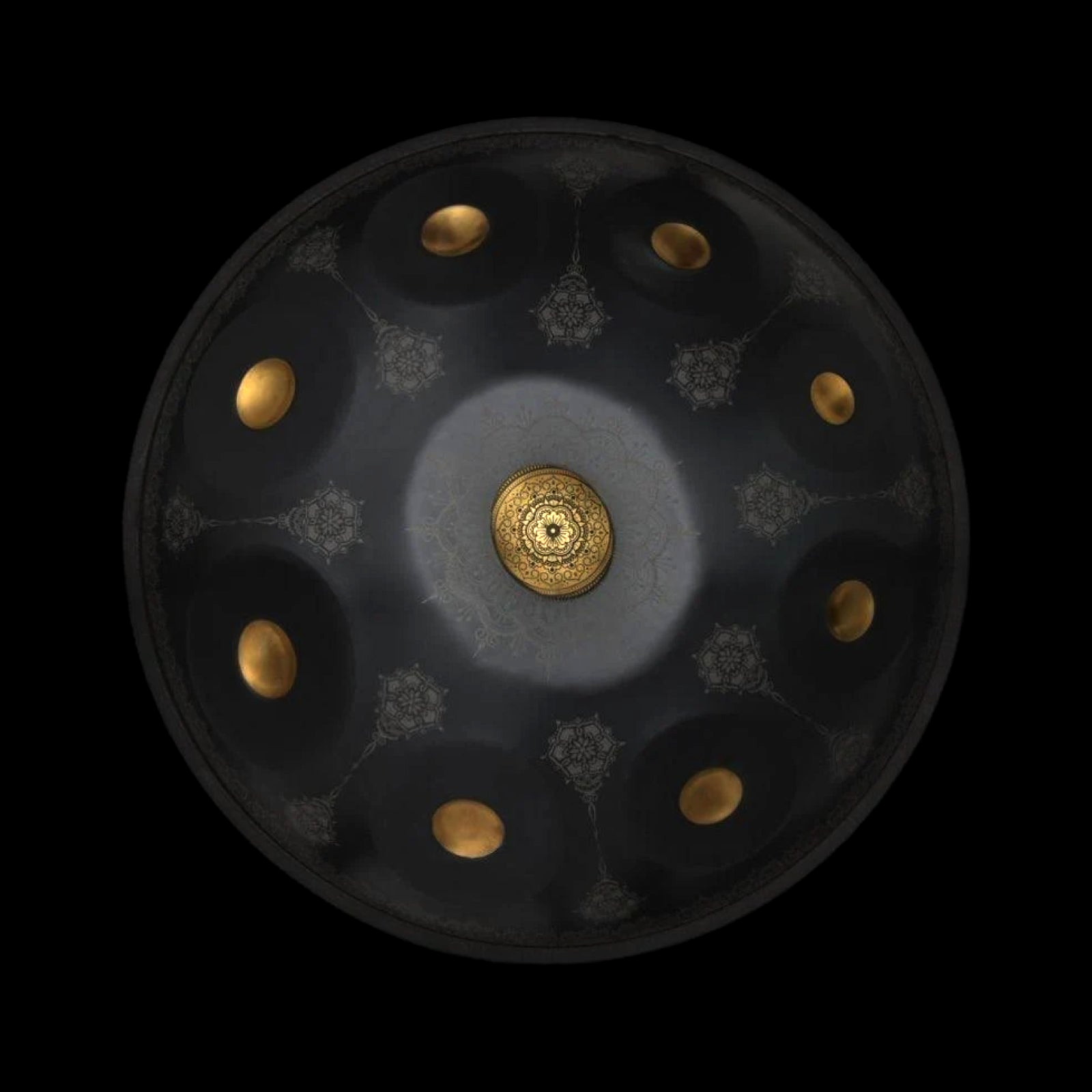 9 & 12 Note Handpan in BLACK + Gold Dimple Mandala | Generation 4s ...