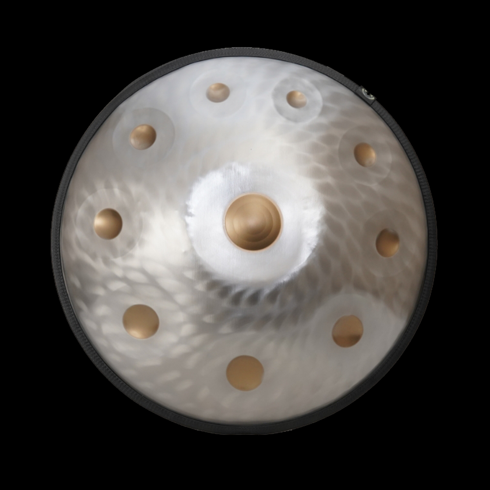 9 & 12 Note Handpan in SILVER + Silver Long Scales + Golden Dimples ...